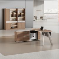 China Ergonomic PVC Coated Curved Top Business Desk with Smart Voice Control Ambient Lighting 450lb Capacity for sale