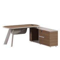 China Ergonomic PVC Coated Curved Top Business Desk with Smart Voice Control Ambient Lighting 450lb Capacity for sale