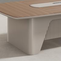 China PVC Coated Curved Desktop Conference Table with Power Rail and Wire Box 180x90cm for sale