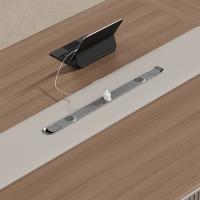 China PVC Coated Curved Desktop Conference Table with Power Rail and Wire Box 180x90cm for sale