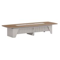 China PVC Coated Curved Desktop Conference Table with Power Rail and Wire Box 180x90cm for sale