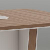 China PVC Coated Curved Conference Table 180x90cm with Power Rail and Wire Box Painted Finish Modern Meeting Desk for sale