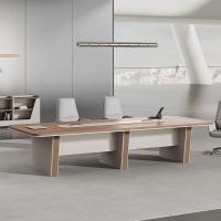 China PVC Coated Curved Conference Table 180x90cm with Power Rail and Wire Box Painted Finish Modern Meeting Desk for sale