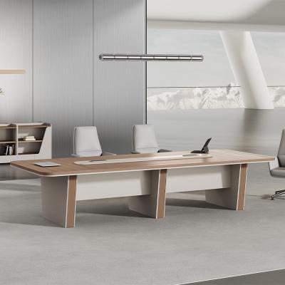 China PVC Coated Curved Conference Table 180x90cm with Power Rail and Wire Box Painted Finish Modern Meeting Desk for sale