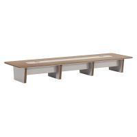 China PVC Coated Curved Conference Table 180x90cm with Power Rail and Wire Box Painted Finish Modern Meeting Desk for sale