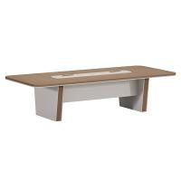 China PVC Coated Curved Conference Table 180x90cm with Power Rail and Wire Box Painted Finish Modern Meeting Desk for sale