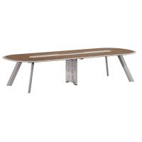 China PVC Vinyl Laminated Round Edge Conference Table Glossy Painted Surface 1800x900mm Office Meeting Room for sale