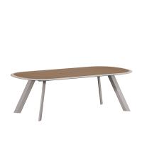 China PVC Vinyl Laminated Round Edge Conference Table Glossy Painted Surface 1800x900mm Office Meeting Room for sale