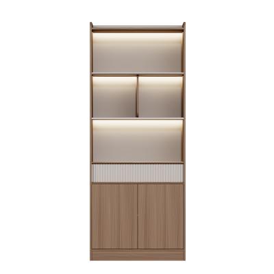 China Voice Activated PVC Foil Coated Storage Cabinet 450lb Capacity Curved Paint-Look Surface with Smart Light Strip for sale