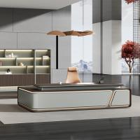 China Modern Ergonomic PVC Coated Curved Top Business Desk with Smart Voice Control Ambient Lighting 450lb Capacity for sale