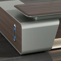 China PVC Coated Curved Executive Office Desk with Voice Controlled LED Light 450lb Capacity for sale