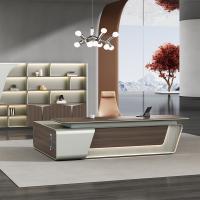 China PVC Coated Curved Executive Office Desk with Voice Controlled LED Light 450lb Capacity for sale