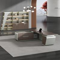China PVC Coated Curved Executive Office Desk with Voice Controlled LED Light 450lb Capacity for sale