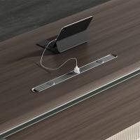 China PVC Coated Curved Executive Office Desk with Voice Controlled LED Light 450lb Capacity for sale
