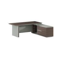China Adjustable Ambient Light Curved PVC Coated Desk with Voice Recognition Control 450lb Capacity for sale