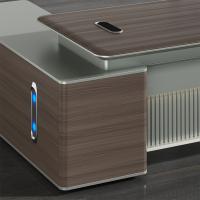 China Adjustable Ambient Light Curved PVC Coated Desk with Voice Recognition Control 450lb Capacity for sale