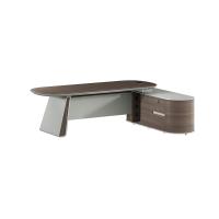 China Intelligent PVC Coated Curved Manager Desk with Voice Controlled Ambient Light 450lb Capacity for sale
