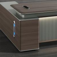China PVC Coated Curved Boss Desk with Voice Controlled Ambient Light 450lb Capacity for sale