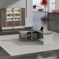 China PVC Coated Curved Boss Desk with Voice Controlled Ambient Light 450lb Capacity for sale