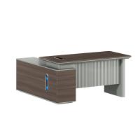 China PVC Coated Curved Boss Desk with Voice Controlled Ambient Light 450lb Capacity for sale