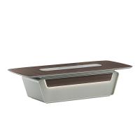 China PVC Vinyl Laminated Round Edge Conference Table 1800x900mm Glossy Painted Surface Office Meeting Desk for sale