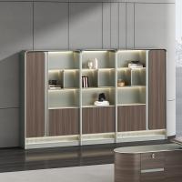 China Smart PVC Overlaid Lateral File Cabinet Arc Shape Paint Finish Voice Control LED Light Strip 3 Drawer for sale
