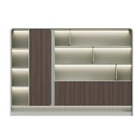 China Smart PVC Overlaid Lateral File Cabinet Arc Shape Paint Finish Voice Control LED Light Strip 3 Drawer for sale