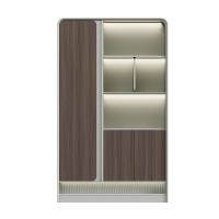 China Smart PVC Overlaid Lateral File Cabinet Arc Shape Paint Finish Voice Control LED Light Strip 3 Drawer for sale