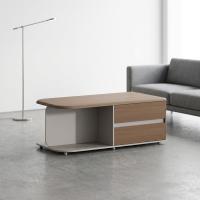 China PVC Overlaid Curved Edge Coffee Table Faux Paint Arc Surface 120x60x45cm for sale