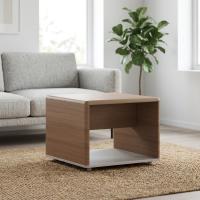 China PVC Overlaid Curved Edge Coffee Table Faux Paint Arc Surface 120x60x45cm for sale