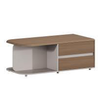China PVC Overlaid Curved Edge Coffee Table Faux Paint Arc Surface 120x60x45cm for sale