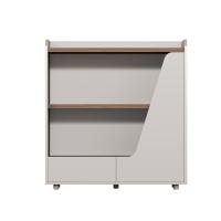 China PVC Laminated Arc Edge Storage Cabinet 3 Drawer Sideboard 450lb Capacity E0 Grade Particle Board for sale