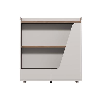 China PVC Laminated Arc Edge Storage Cabinet 3 Drawer Sideboard 450lb Capacity E0 Grade Particle Board for sale