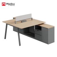 China Opposing 2-Seat Workstation with Figure-8 Metal Legs Pre Installed Power Socket Durable Office Desk 450lb Capacity for sale