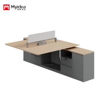 China Opposing 2-Seat Workstation with Figure-8 Metal Legs Pre Installed Power Socket Durable Office Desk 450lb Capacity for sale