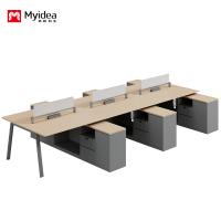 China Opposing 2-Seat Workstation with Figure-8 Metal Legs Pre Installed Power Socket Durable Office Desk 450lb Capacity for sale