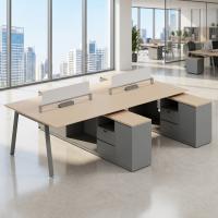 China Opposing 2-Seat Workstation with Figure-8 Metal Legs Pre Installed Power Socket Durable Office Desk 450lb Capacity for sale