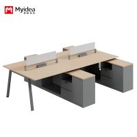 China Opposing 2-Seat Workstation with Figure-8 Metal Legs Pre Installed Power Socket Durable Office Desk 450lb Capacity for sale