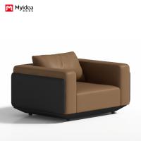 China Nordic Minimalism Leather Sofa Set Office Bedroom Sectional Design Metal Legs Single Triple Seat 770x830x840mm for sale