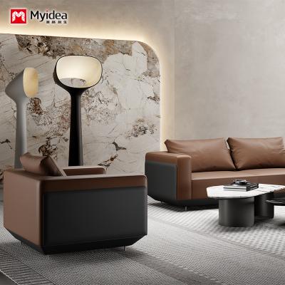 China Nordic Minimalism Leather Sofa Set Office Bedroom Sectional Design Metal Legs Single Triple Seat 770x830x840mm for sale
