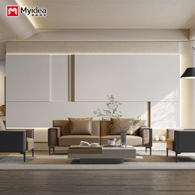China Modern Italian Leather Office Sofa 3 Seater 1780x830x840mm with Coffee Table Set for sale