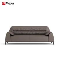 China Modern Office Leather Sofa with High Resilience Cushion and Stainless Steel Legs 770x830x840mm for sale