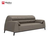 China Modern Office Leather Sofa with High Resilience Cushion and Stainless Steel Legs 770x830x840mm for sale