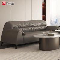 China Modern Office Leather Sofa with High Resilience Cushion and Stainless Steel Legs 770x830x840mm for sale