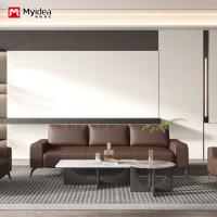 China Modern PU Leather Office Sofa High Density Foam Reception Couch 770x830x840mm Heavy Duty Waiting Area Lounge Chair for sale