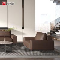 China Modern PU Leather Office Sofa High Density Foam Reception Couch 770x830x840mm Heavy Duty Waiting Area Lounge Chair for sale
