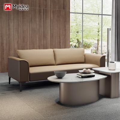 China Modern Office Reception Sofa Aluminum Alloy Steel Foot Support Leather High-Density Sponge 770x830x840mm for sale