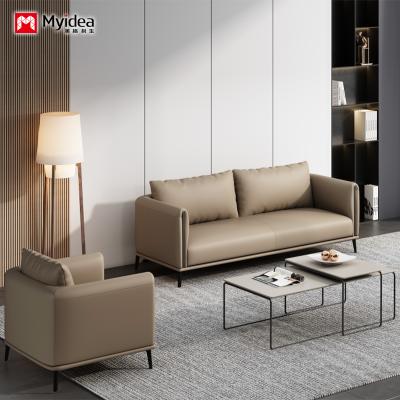 China Modern Office Leather Sofa Set with Coffee Table 770x830x840mm 3-Seater 1780x830x840mm for sale