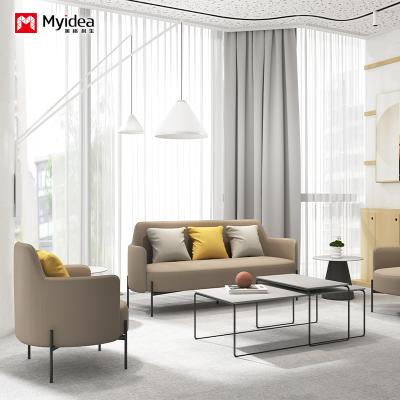 China Modern Office Leather Sofa Couch High Density Foam 1780mm Heavy Duty Reception Seating for sale