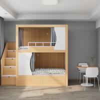 China Single Capsule Pod Twin Loft Bunk Bed with Stairs Desk and Slide - 2600×900×2400mm Dormitory Furniture for sale
